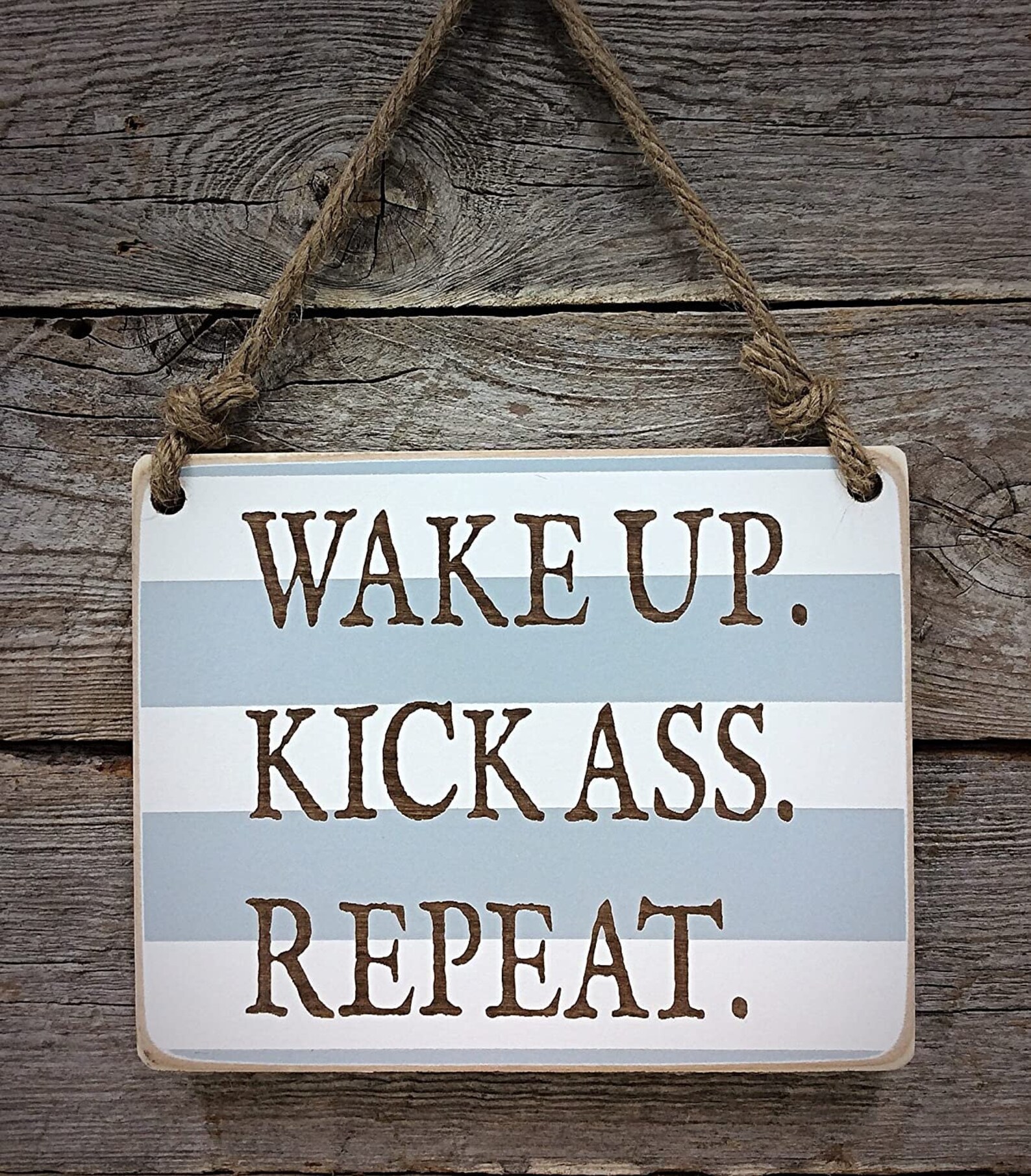 Wake Up Kick Ass Repeat Motivational Sign Office Sign Etsy