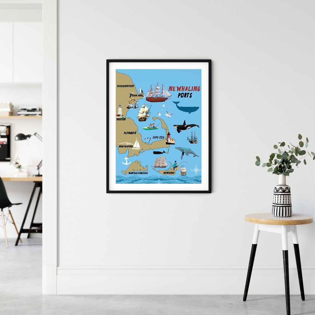Whaling Port Map Wall Poster | Digital Wall Poster | Kids Mordern Wall ...
