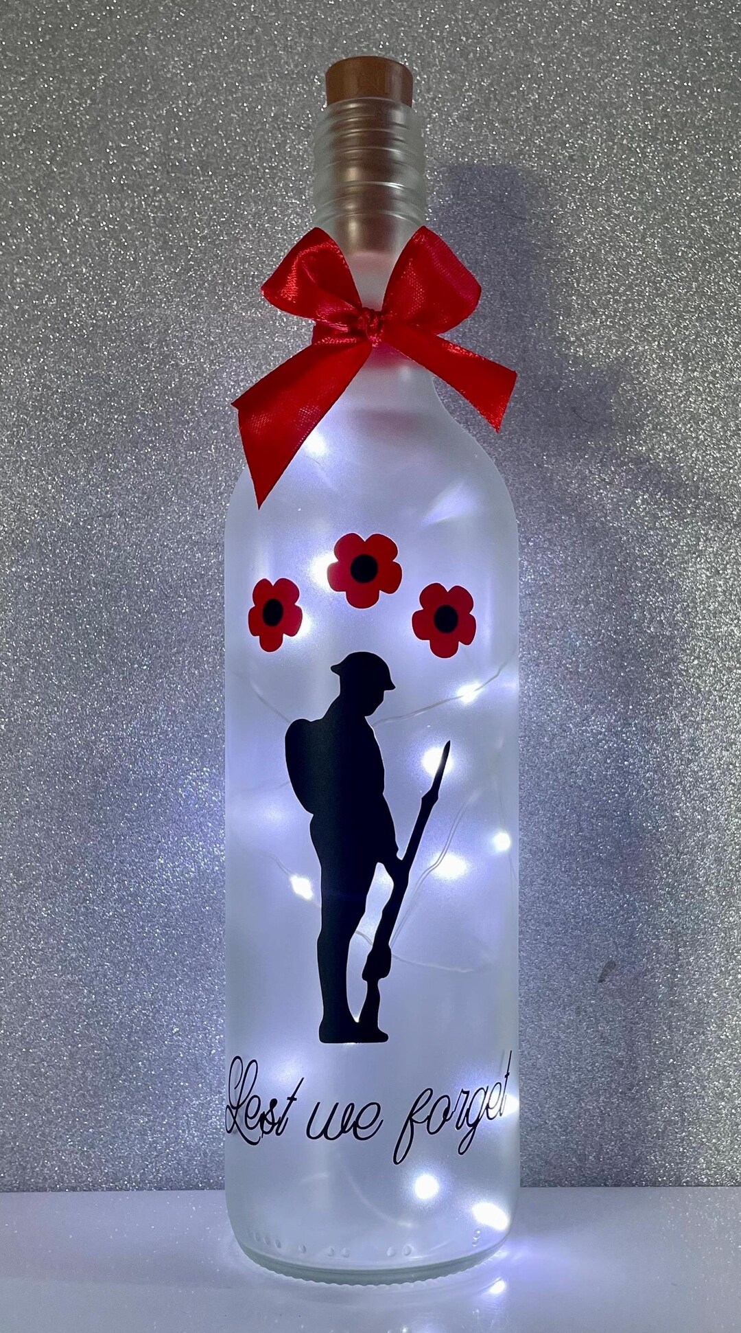 Remembrance Day Light Bottle, Soldier and Poppies, Lest We Forget - Etsy UK