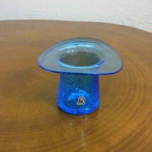 Blue Glass Hat Hand Blown by Rainbow Glass Co, Top Hat, Crackle Glass ...
