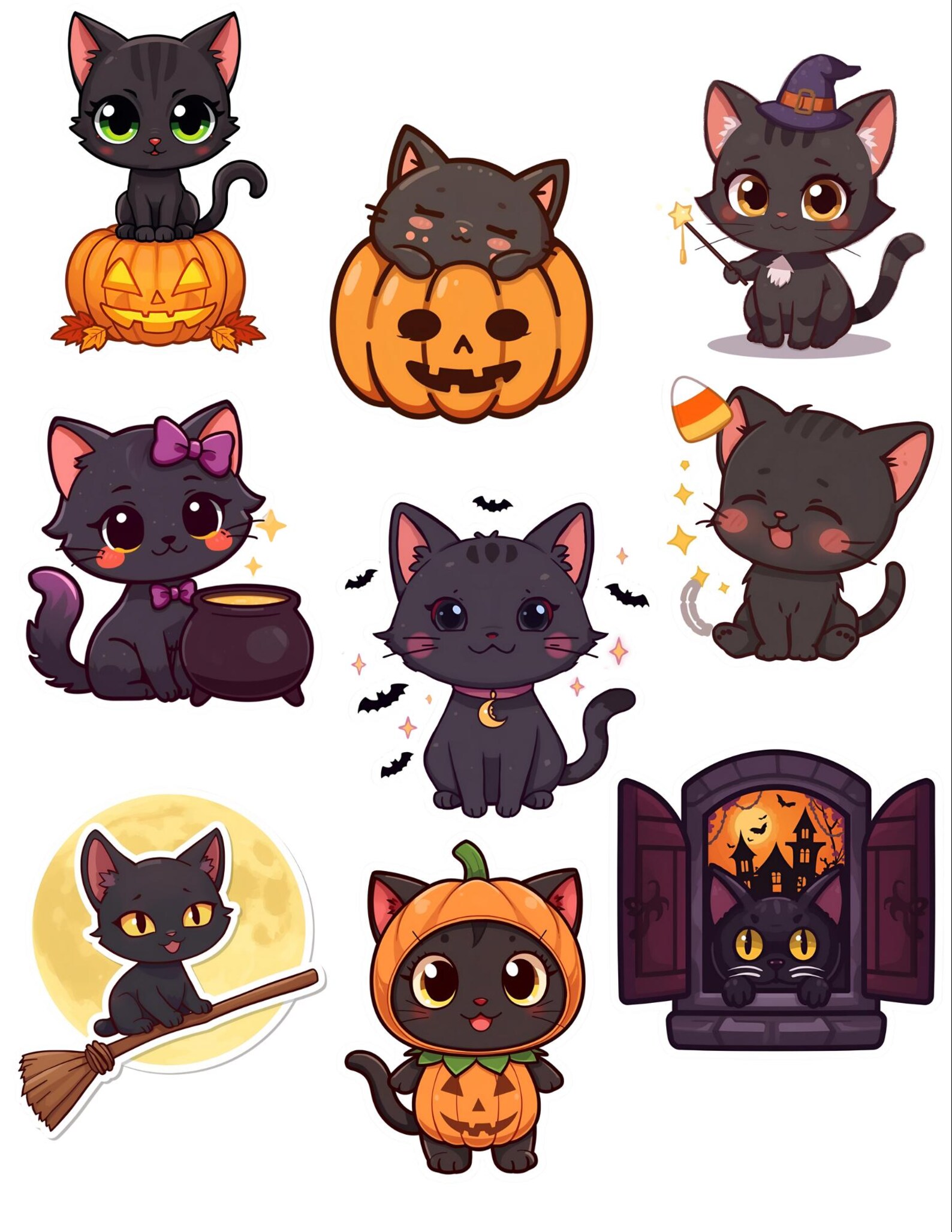 Halloween Clipart Bundle: Spiders, Cats & Bats (digital Download) - Etsy