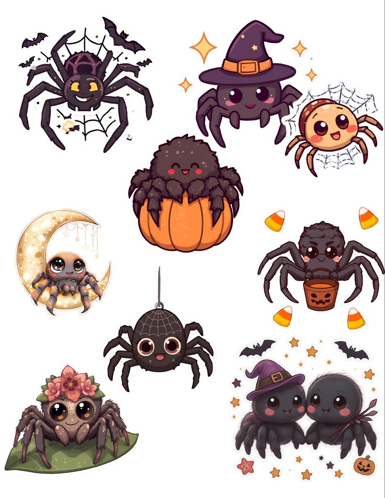 Halloween Clipart Bundle: Spiders, Cats & Bats (digital Download) - Etsy