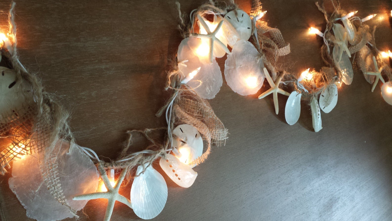 Beach Decor, Beach Garland, Coastal Garland, Beach Lights, Shell ...