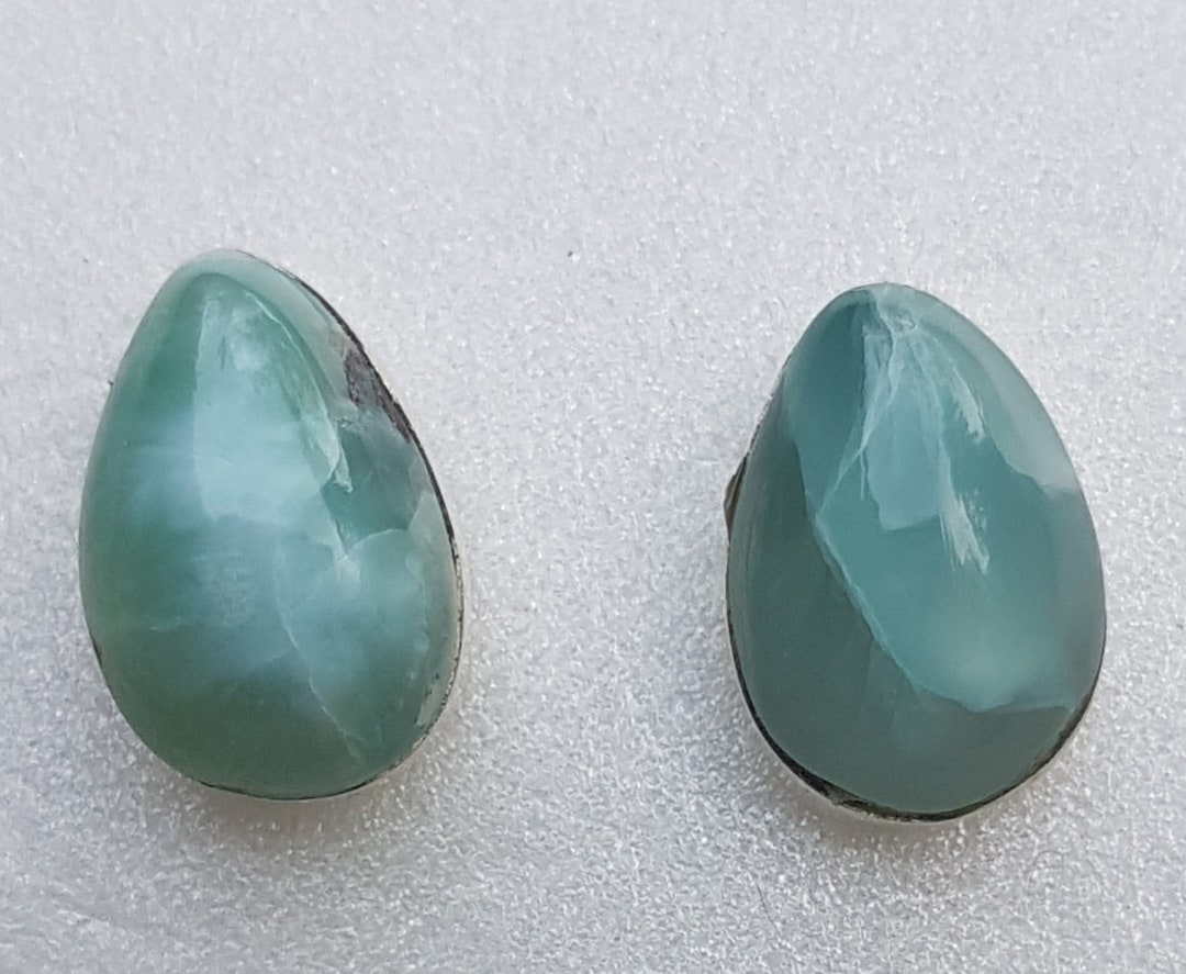 BLUE Tear Drop LARIMAR Stones 925 Sterling Silver Stud - Etsy
