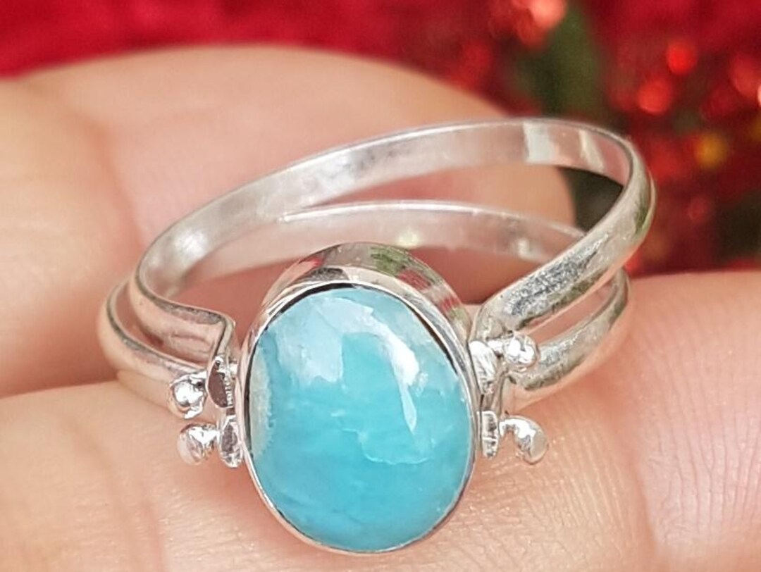 Flip 2 in 1 LARIMAR Amber Gemstones 925 Sterling Silver Reversible Ring ...