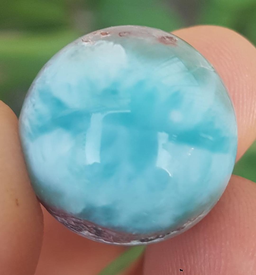 AUTENTIC Natural Larimar Gemstone Dominican Pectolite Sphere 13 Grams ...