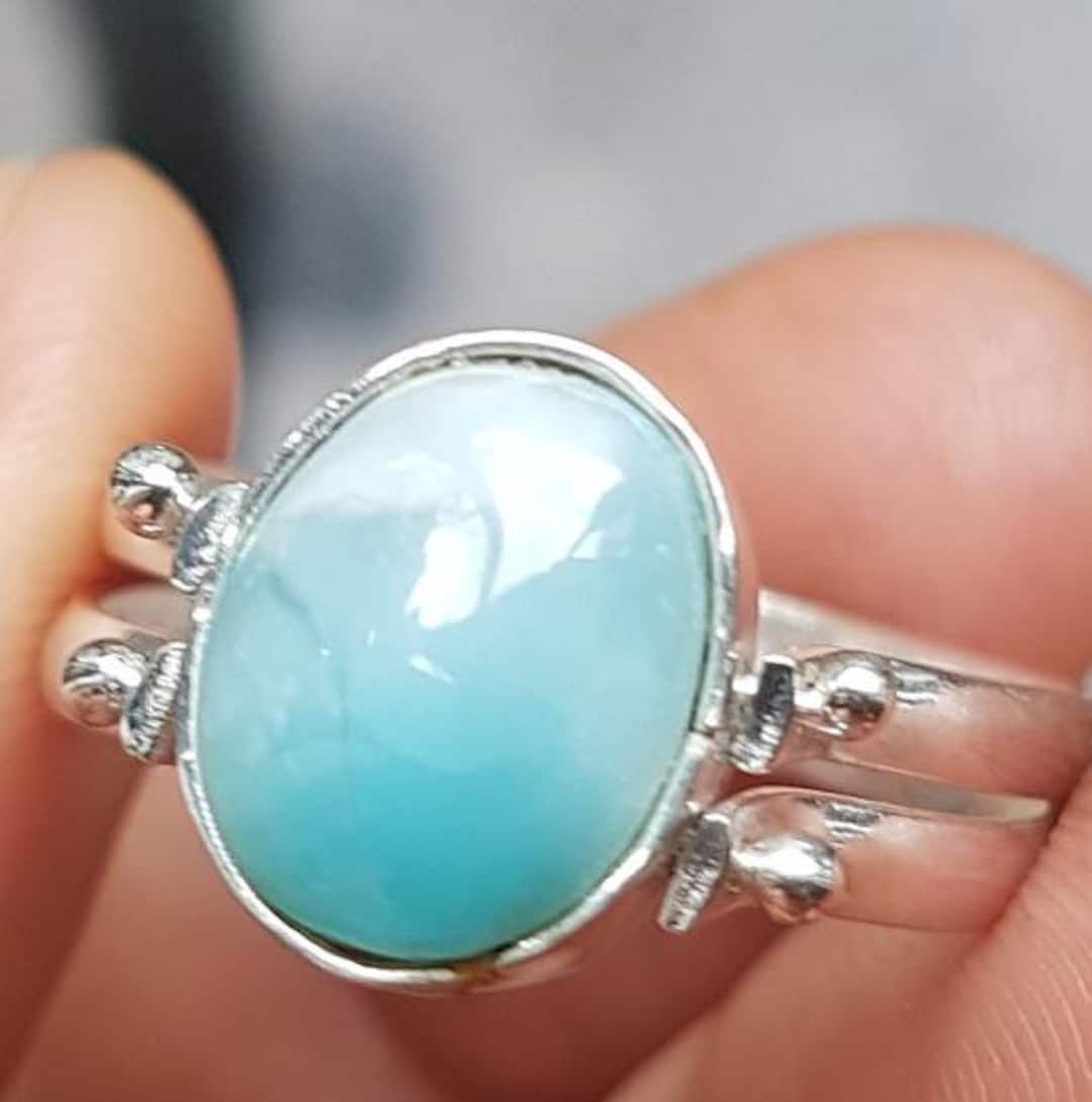Flip 2 in 1 LARIMAR Amber 925 Sterling Silver Reversible Ring Size 8 ...