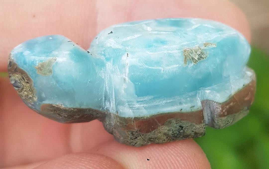 Exotic Natural Design LARIMAR TURTLE Carved Gemstone for Decoration 20 ...