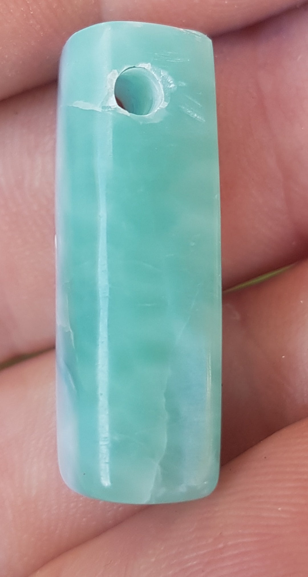 Great Blue FACETED Larimar Stone CABOCHON Pendant With Hole (#5) - Etsy