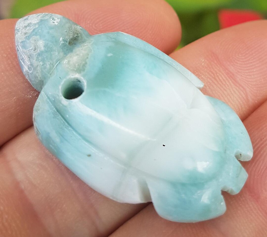 Uniq One on the World Turtle Larimar Carved Gemstone Pendant Jab-69 - Etsy