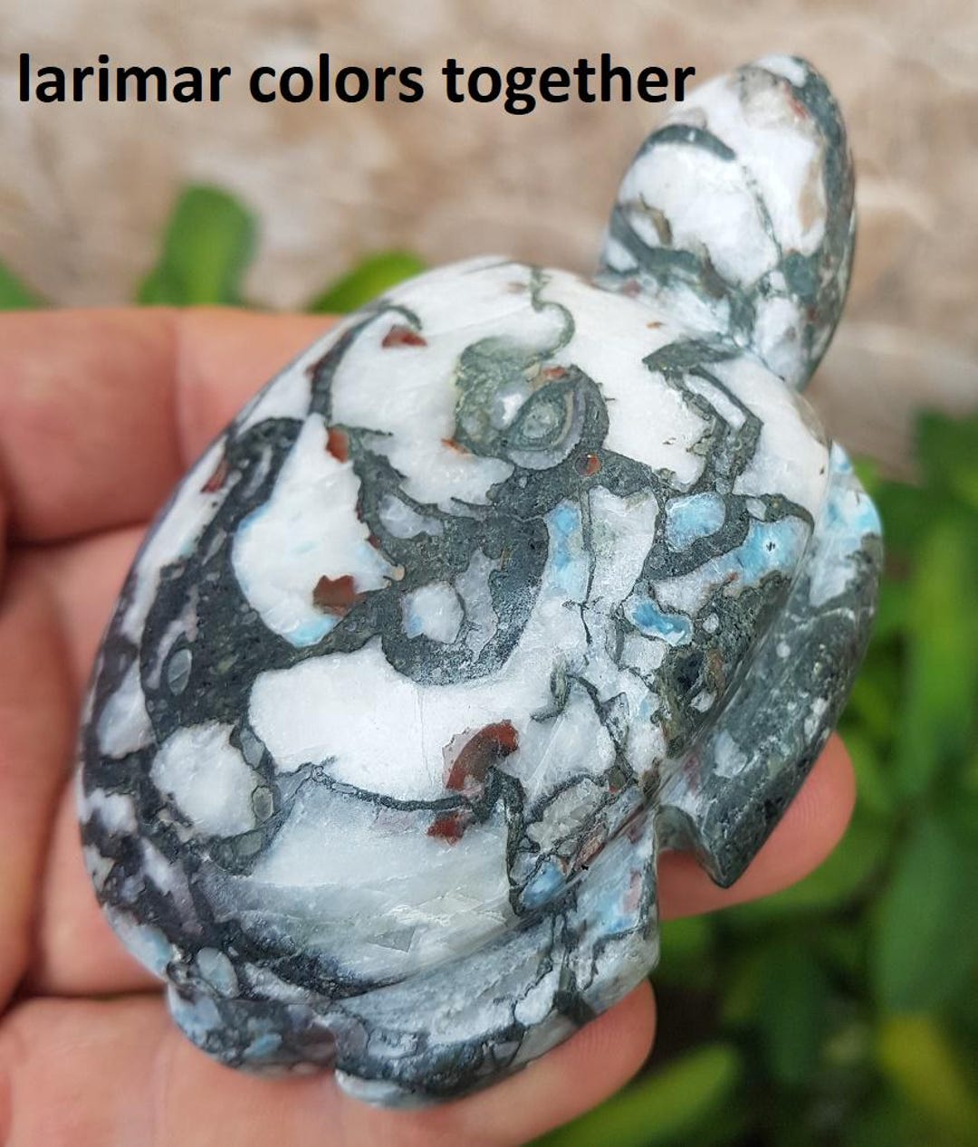 Exotic Natural Design LARIMAR TURTLE Carved Gemstone for Decoration 275 ...