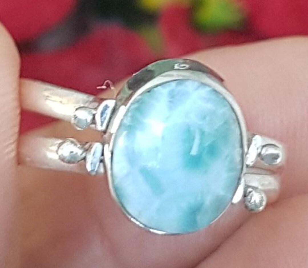 Flip 2 in 1 LARIMAR Amber Gemstones 925 Sterling Silver Reversible Ring ...
