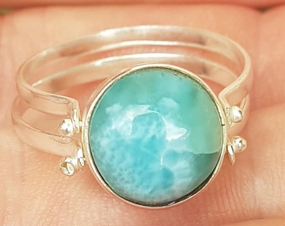 Flip 2 in 1 Blue Larimar-purple MALAY JADE Gemstone 925 Sterling Silver ...