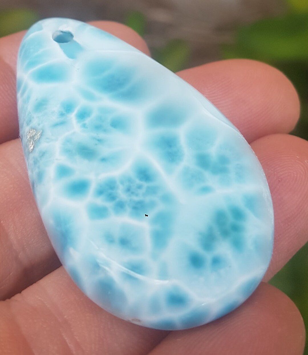 Uniq One on the World Turtle Pattern BLUE Larimar Carved Gemstone ...