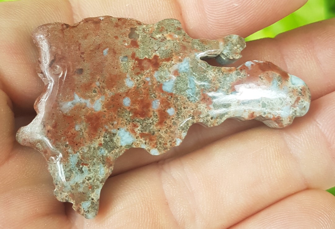 Uniq One Larimar DOMINICAN MAP Carved Gemstone 23 Grams - Etsy