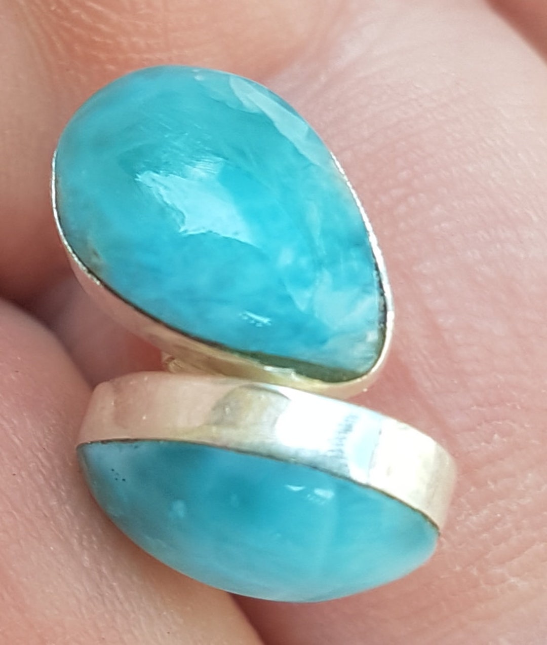 BLUE Tear Drop LARIMAR Stones 925 Sterling Silver Stud Earrings La-05 ...