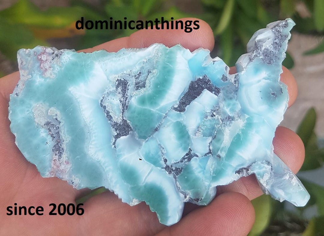 UNIQ ONE Big Blue Carved US Map Larimar Gemstone for Decoration ...