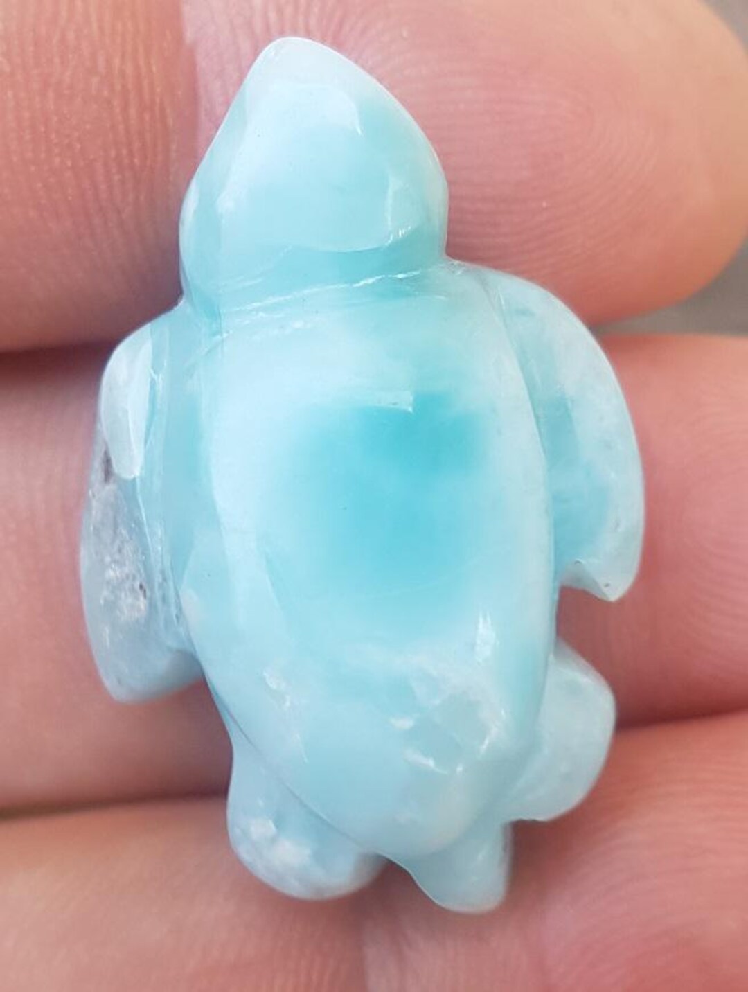 Uniq One Blue Larimar TURTLE-TORTUGA Carved Gemstone for Decoration 34 ...