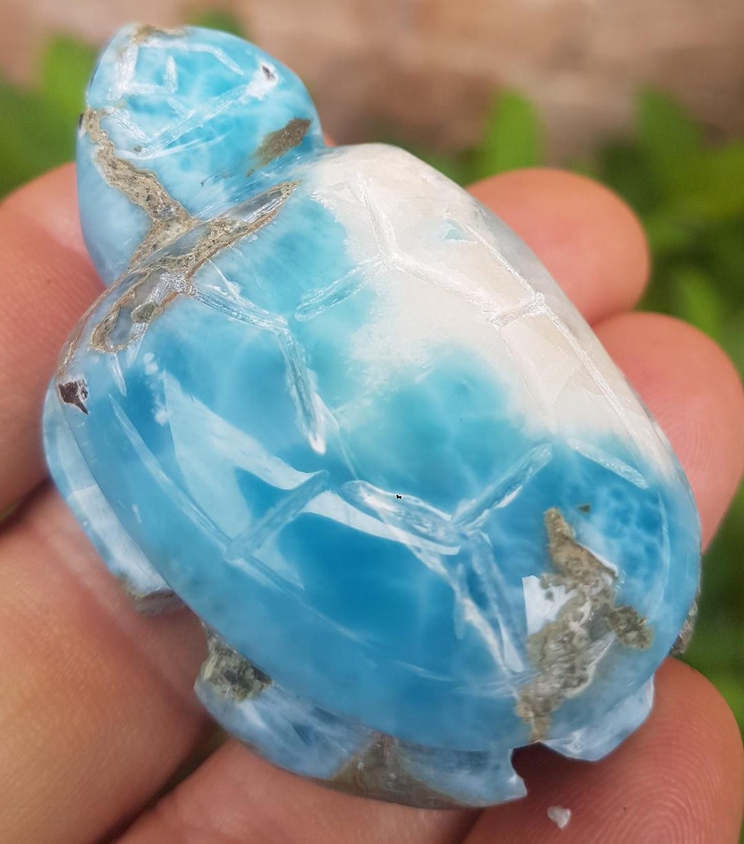 Exotic Natural Design LARIMAR TURTLE Carved Gemstone for Decoration 68 ...