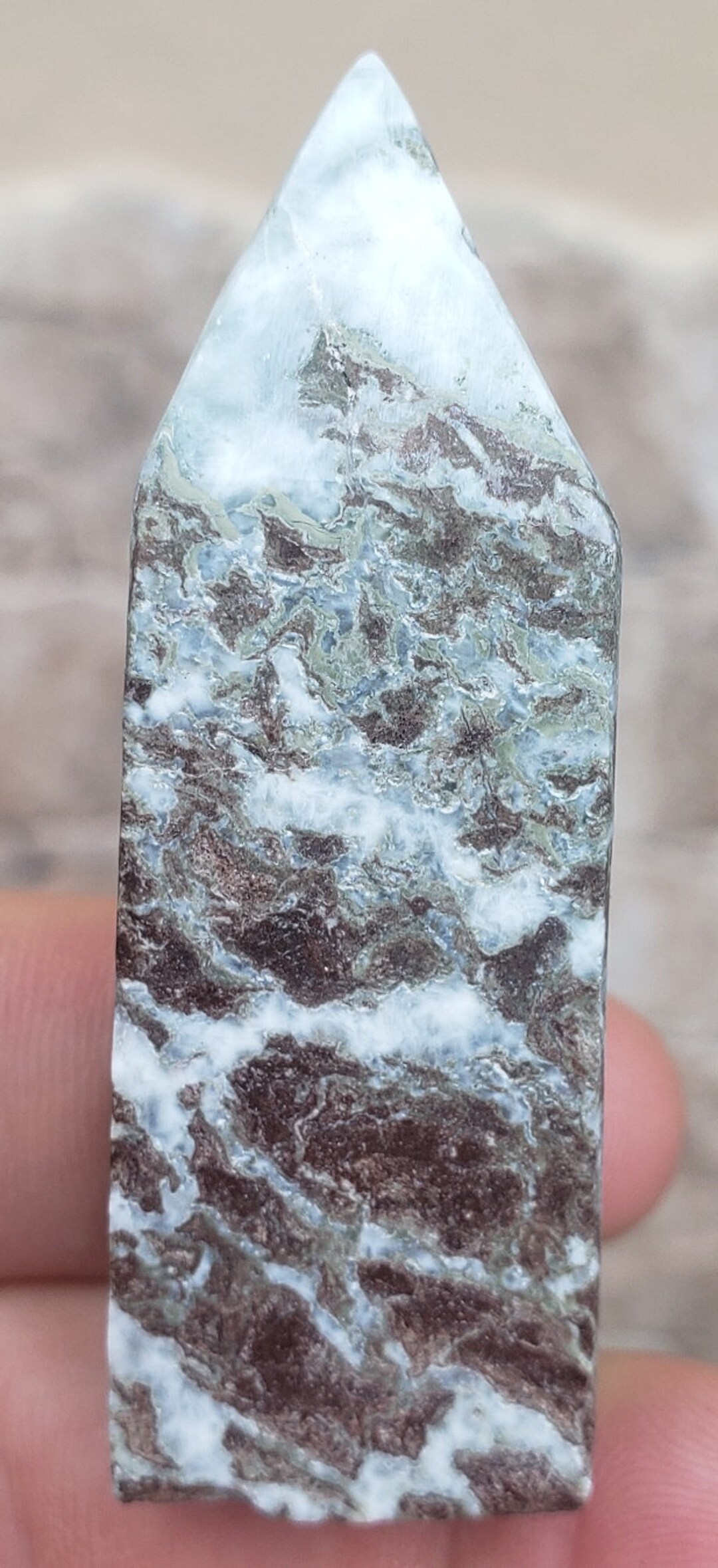 Uniq One on the World Larimar Carved OBELISCO-OBELISK Tower Gemstone ...