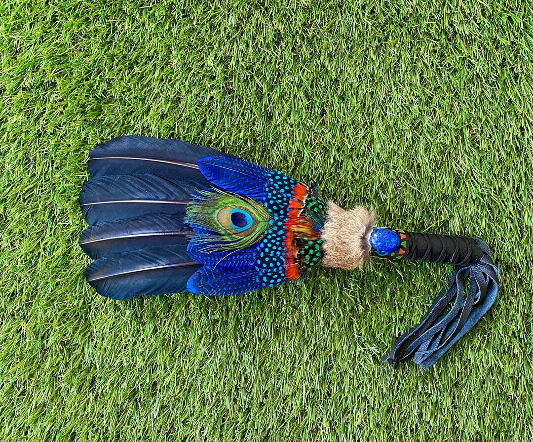 Beautiful Black Smudge Feather Fan. Shamanic Feather Fan for Smudging ...