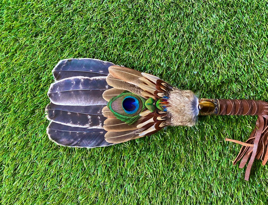 Beautiful Large Smudge Feather Fan. Shamanic Feather Fan for Smudging ...