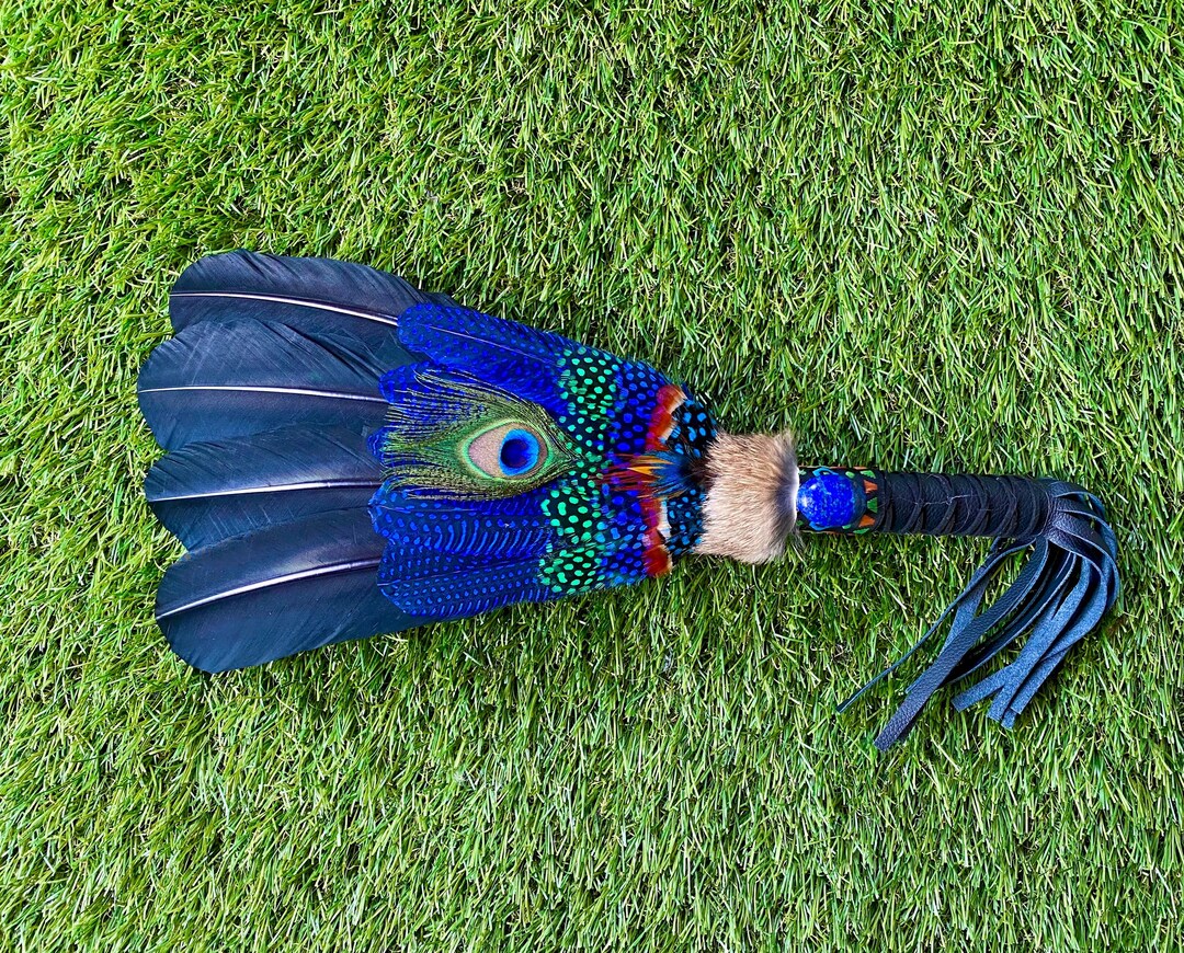 Beautiful Black Smudge Feather Fan. Shamanic Feather Fan for Smudging ...