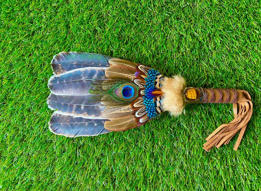 Beautiful Large Smudge Feather Fan. Shamanic Feather Fan for Smudging ...