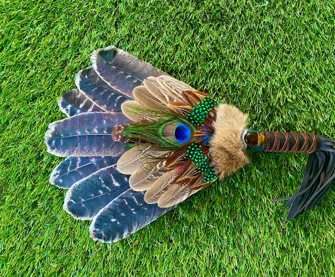 Beautiful Large Wide Smudge Feather Fan. Shamanic Feather Fan for ...