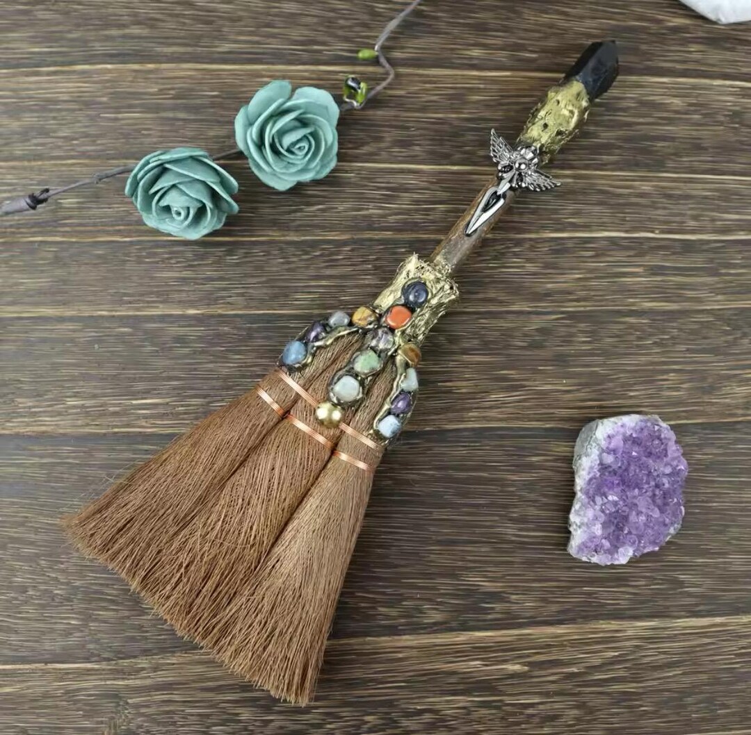 Besom Altar Magic Witch Broom. Beautifully Adorned With Crystals ...