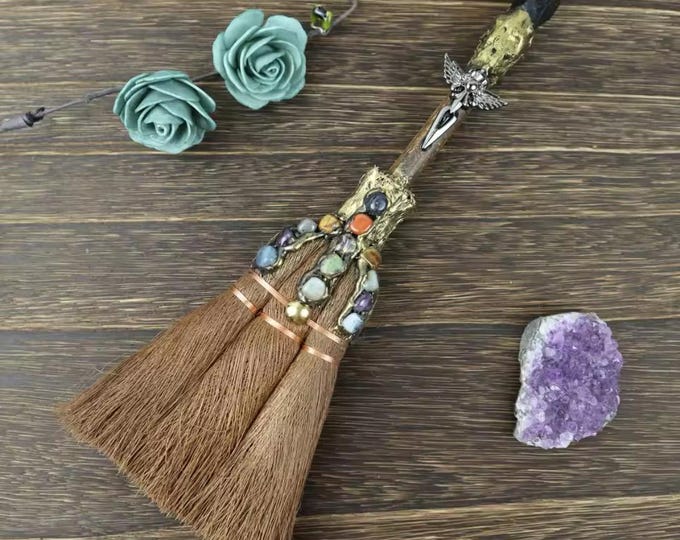Besom Altar Magic Witch Broom. Beautifully Adorned With Crystals ...