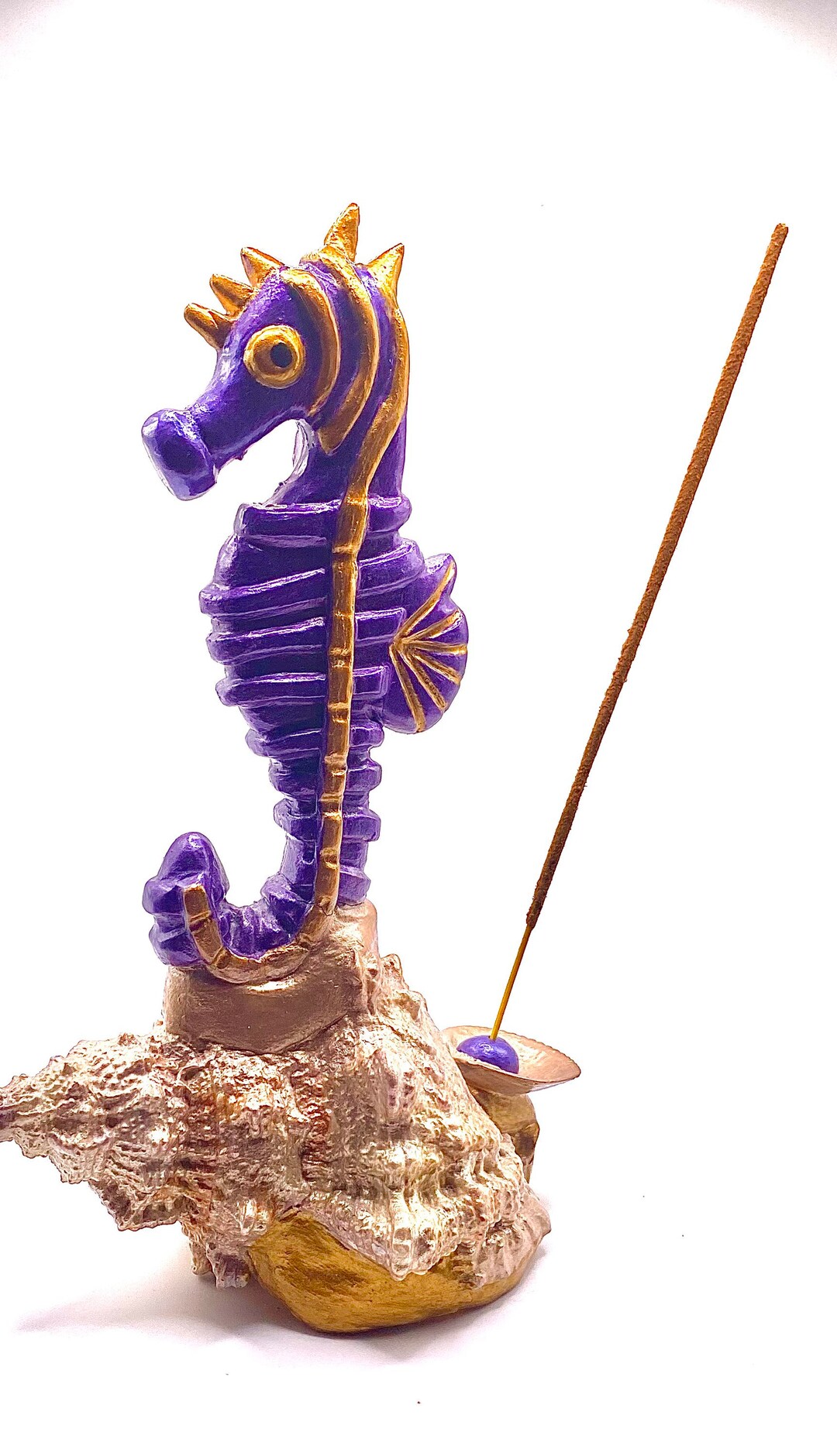 Seahorse on Conch Shell Incense Holder. Handmade & Unique. - Etsy