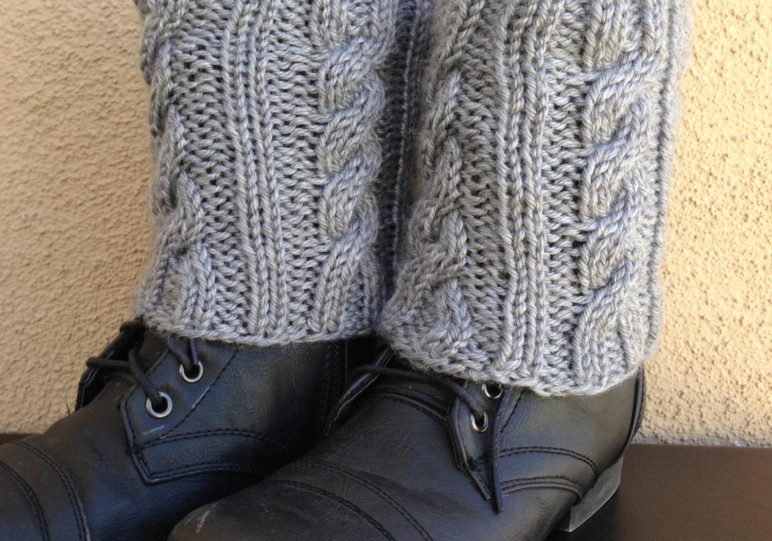 Cable Knit Boot Cuffs in Gray, Knit Boot Toppers, Boot Socks, Grey Knit ...