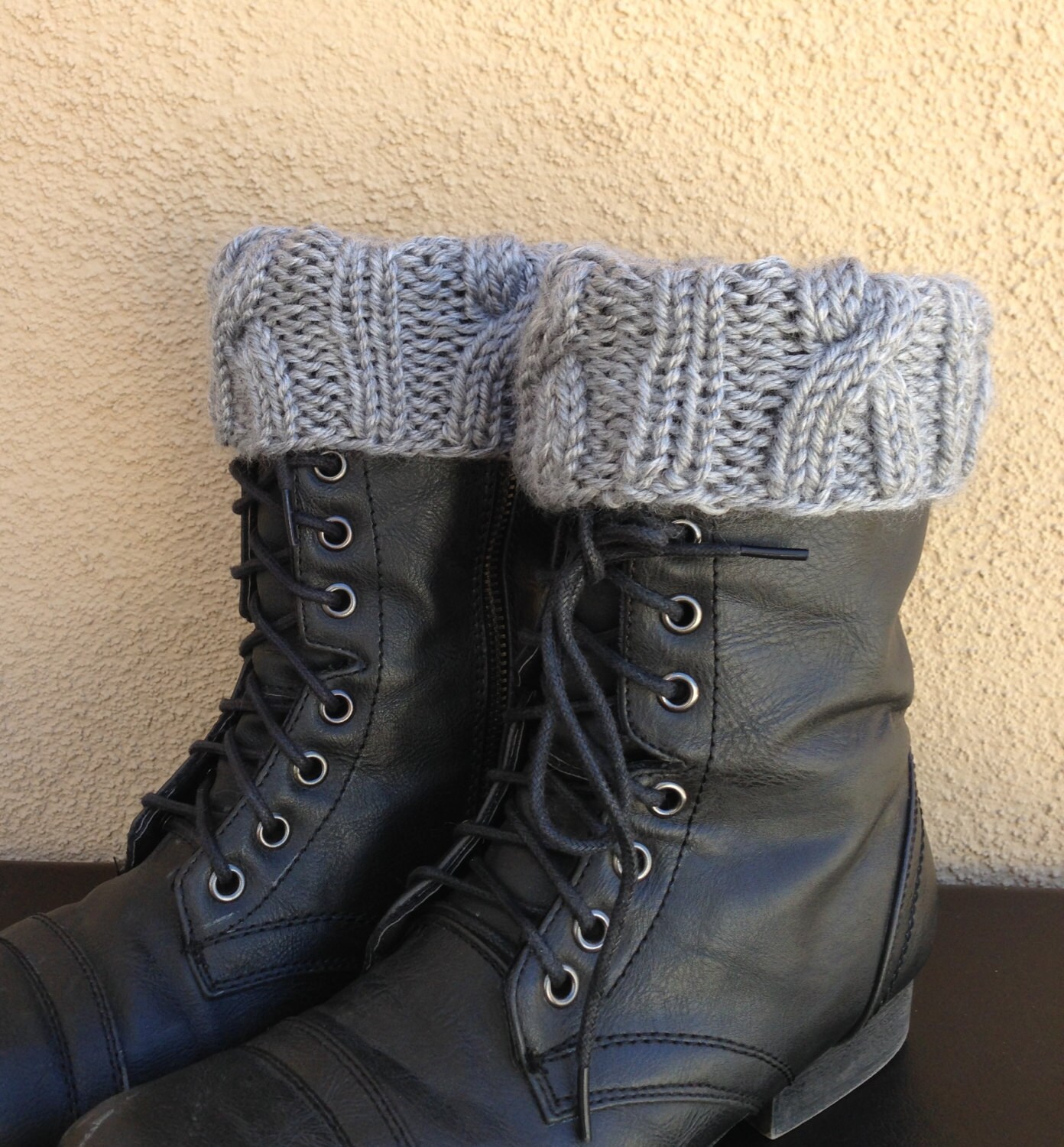 Cable Knit Boot Cuffs in Gray, Knit Boot Toppers, Boot Socks, Grey Knit ...