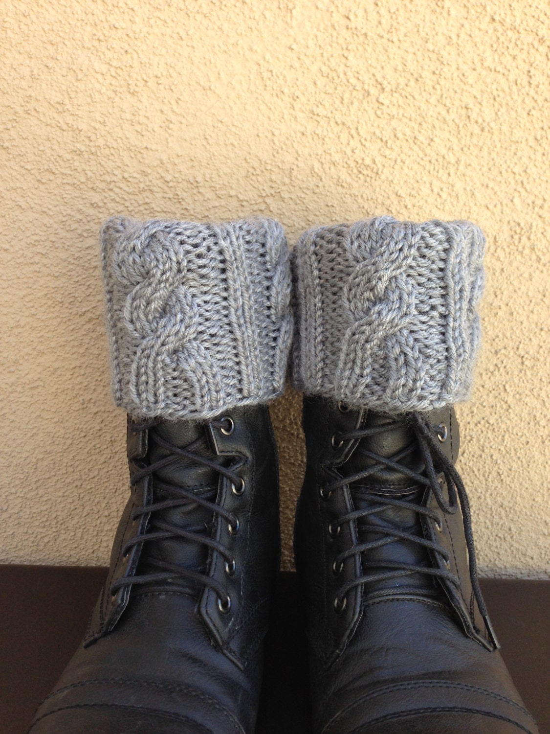 Cable Knit Boot Cuffs in Gray, Knit Boot Toppers, Boot Socks, Grey Knit ...
