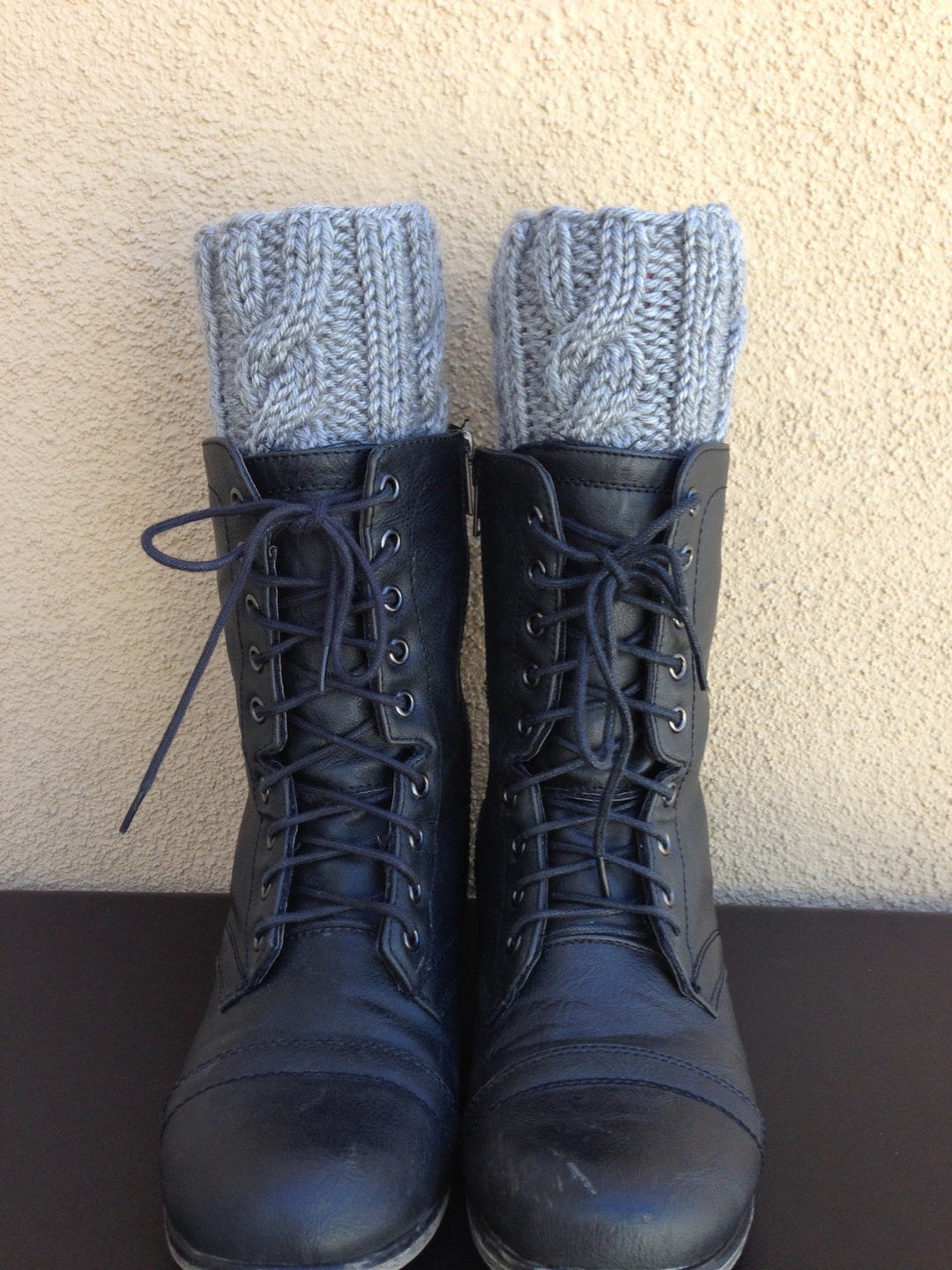 Cable Knit Boot Cuffs in Gray, Knit Boot Toppers, Boot Socks, Grey Knit ...