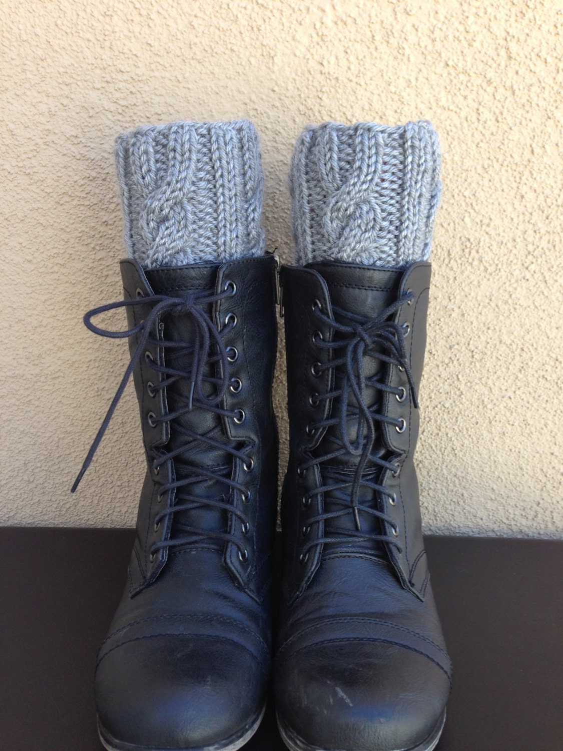 Cable Knit Boot Cuffs in Gray, Knit Boot Toppers, Boot Socks, Grey Knit ...