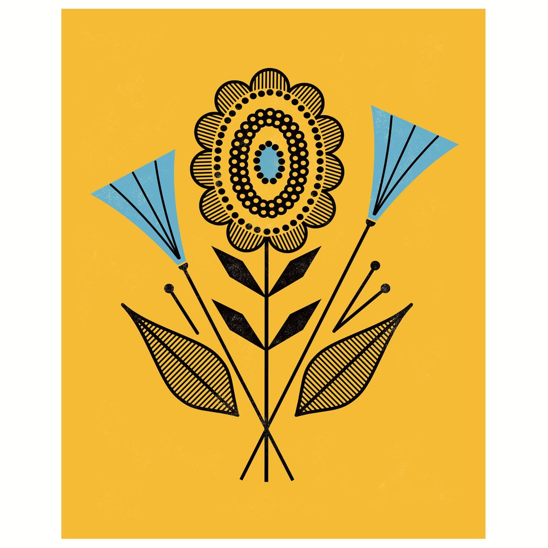 Citrine Modern Flowers by Amber Leaders 4x4, 5x7, 8x10, 11x14, 16x20 ...
