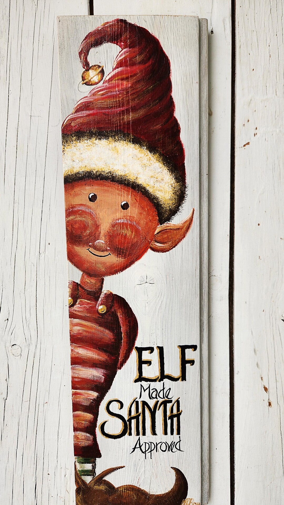 Hand-painted Rustic Elf on Reclaimed Barn Wood | “elf Made, Santa ...