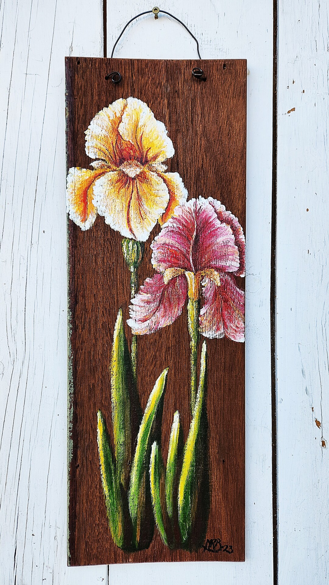 Iris on Reclaimed Wood, Iris Porch Board - Etsy