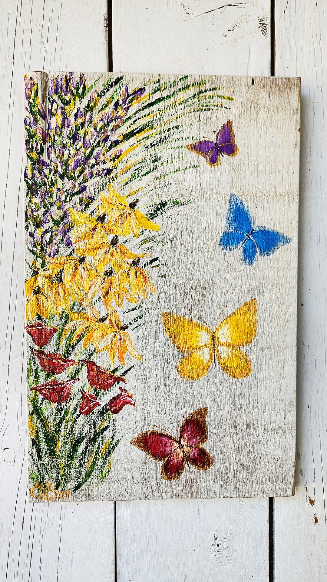 Butterfly Porch Board, Coneflowers - Etsy