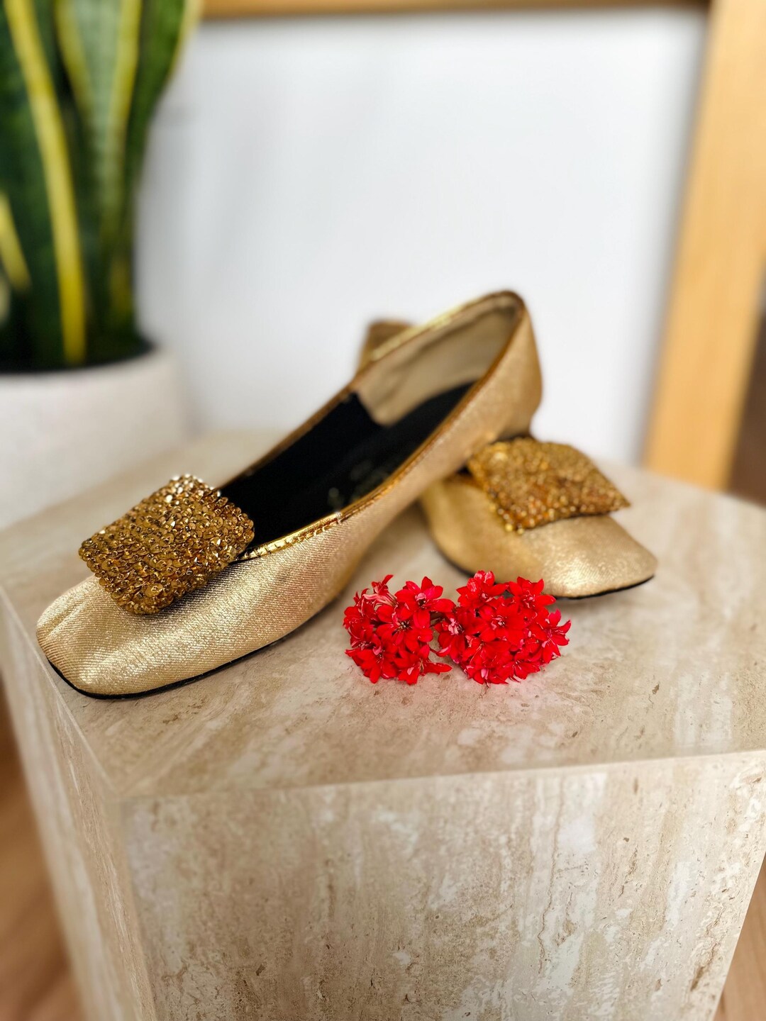 Vintage 60s Mod Gold Lame Heels Sequin Squares, Size 7M - Etsy