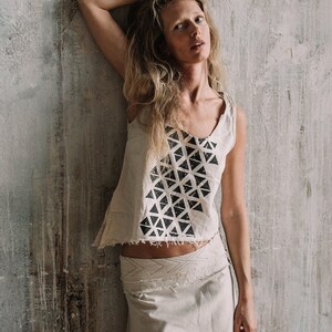 Asymmetrical White Boho Crop Top ∆ Organic Gypsy Clothing ∆ Raw Cotton ...
