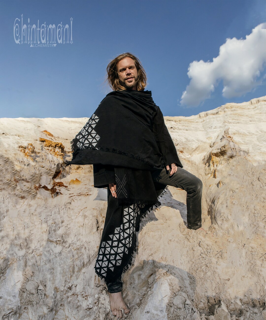 Mens Kimono Wrap Mantle ∆ Huge Wrap Cloak Poncho ∆ 100% Raw Cotton Cape ...
