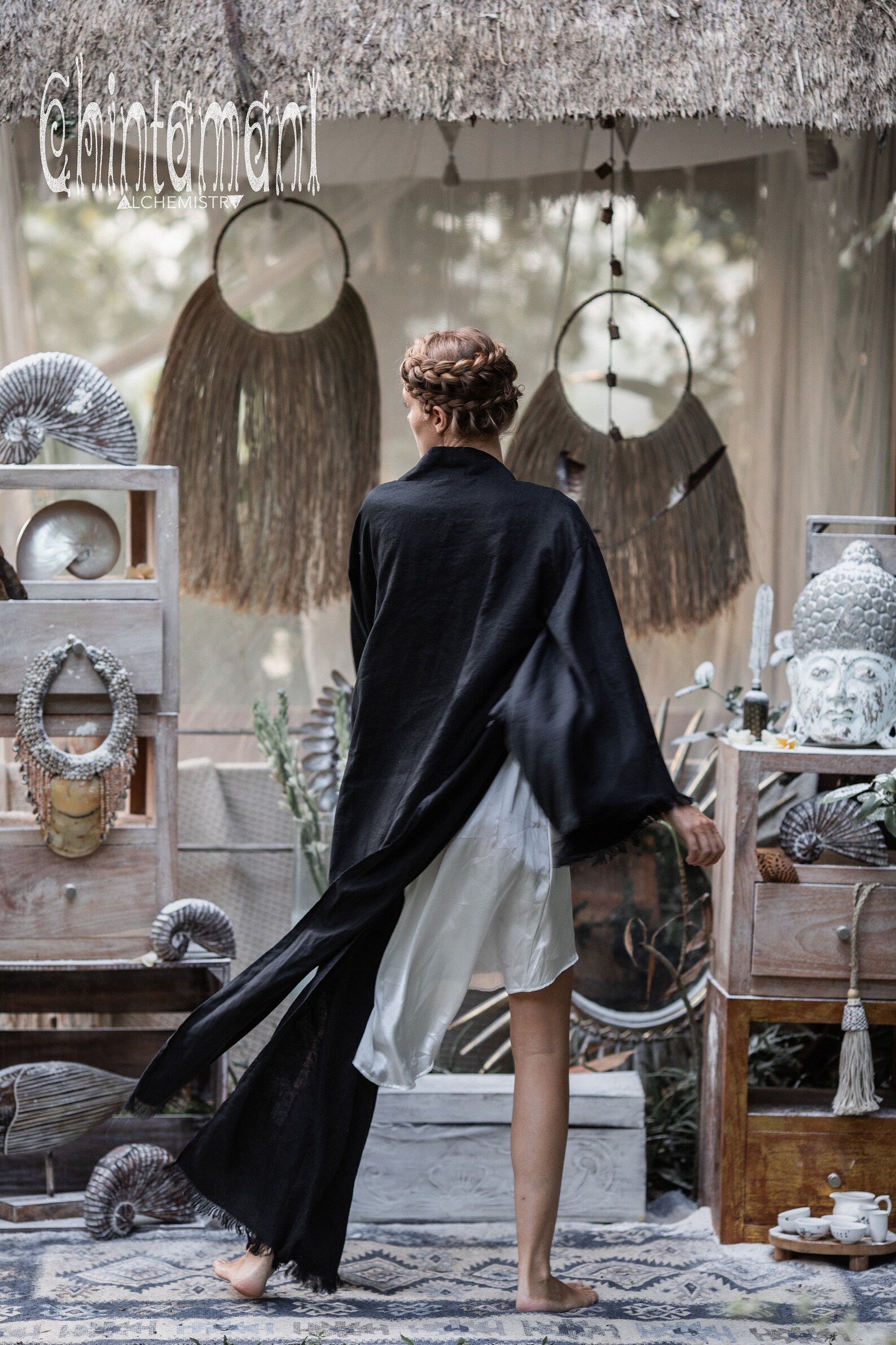 Black Linen Kimono Robe Womens Linen Top Long Kimono - Etsy