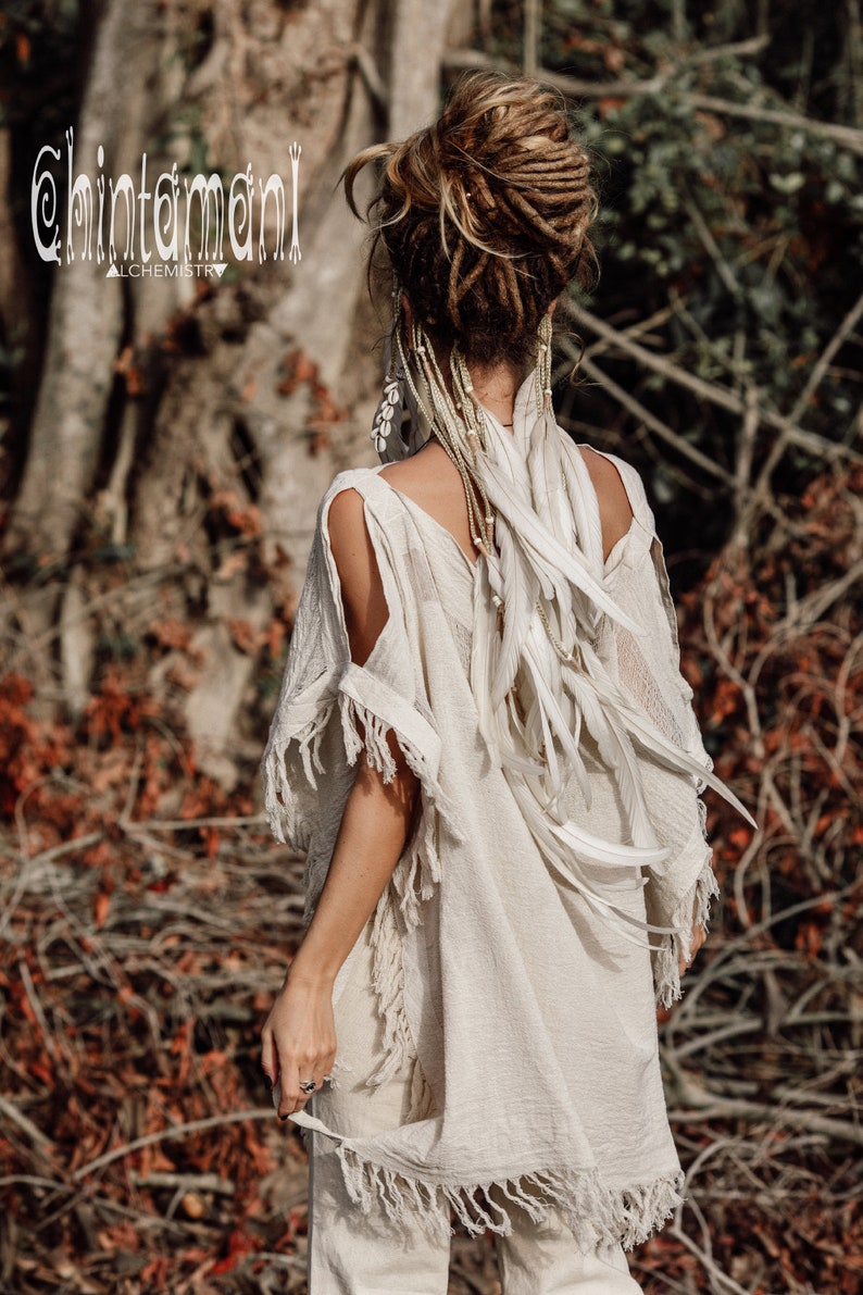Raw Cotton Poncho Top Organic Bohemian Clothing Women | Etsy