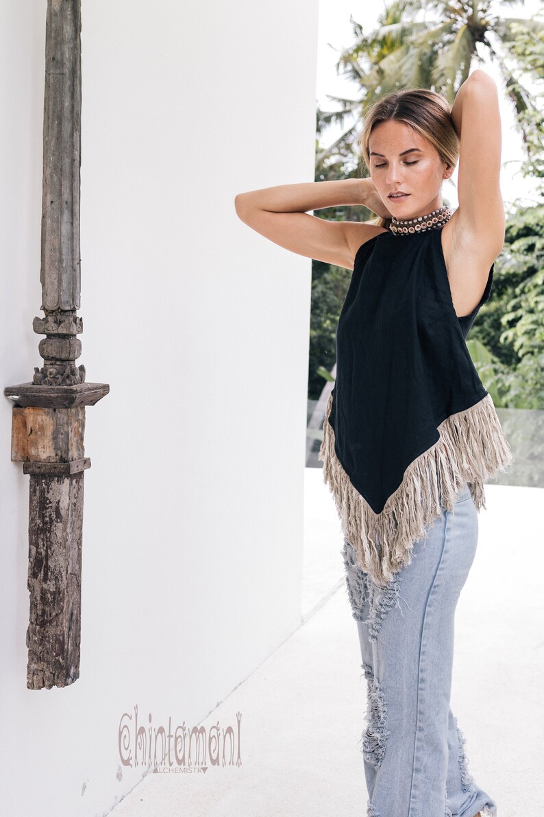 Black Linen Top Women Boho Blouse Linen Clothing Hippie - Etsy