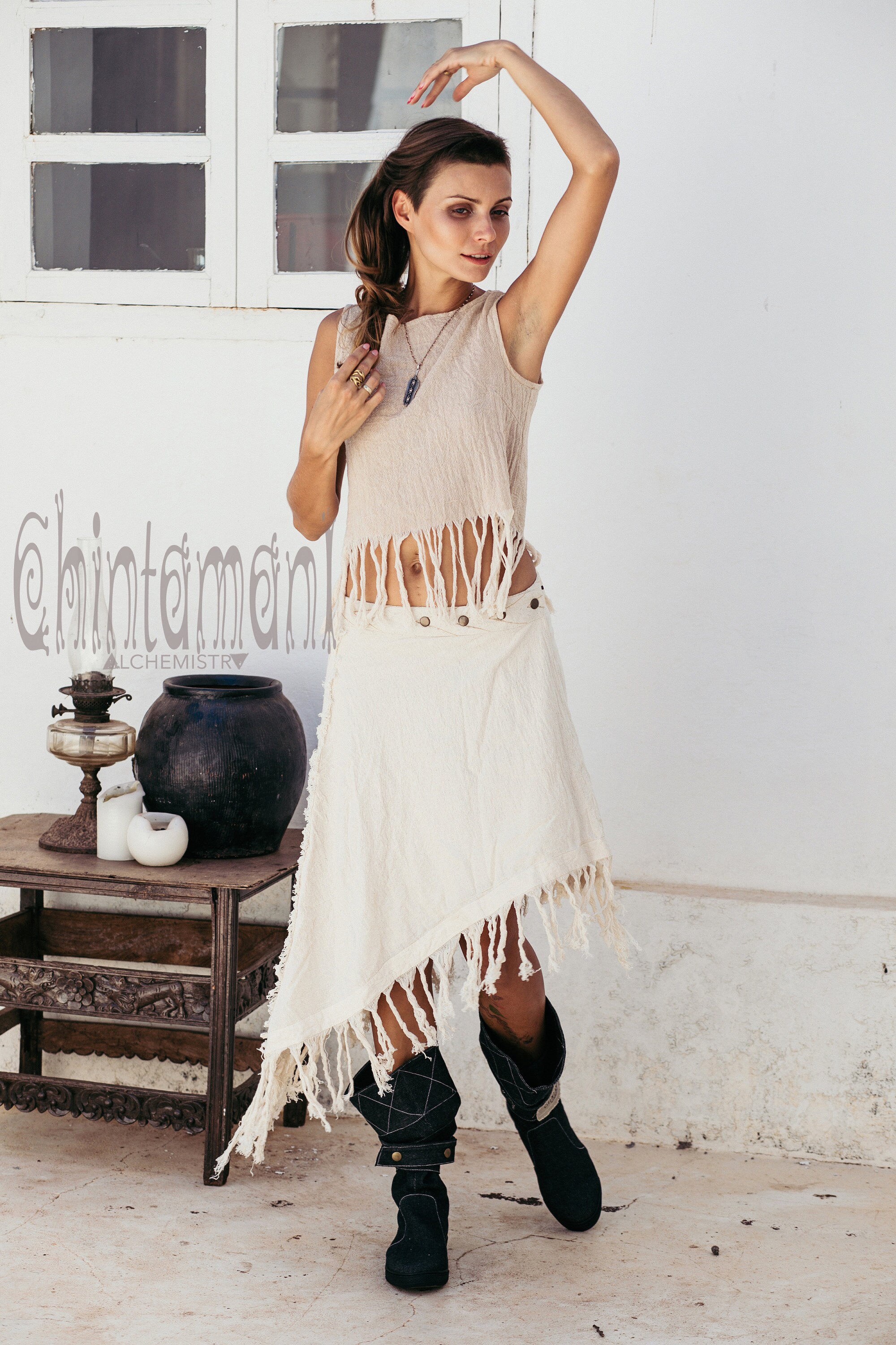 Gypsy Boho Wrap Skirt Long Fringe Cotton Tribal Boho Skirt - Etsy UK