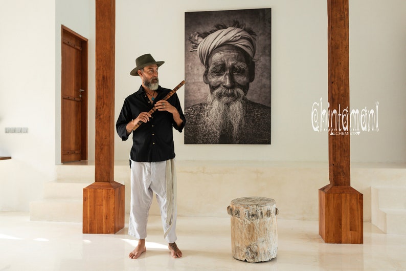 Black Button Down Shirt Men Boho Clothing Cotton Top 3/4 - Etsy