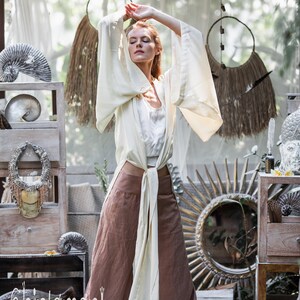 Cream Silk Kimono Robe Natural Silk Clothing Women Boho Kimono Cardigan ...